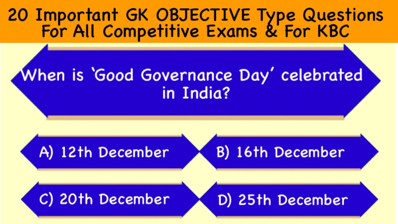 Set 38 - General Awareness || 20 MCQ GK Questions for all Competitive ...