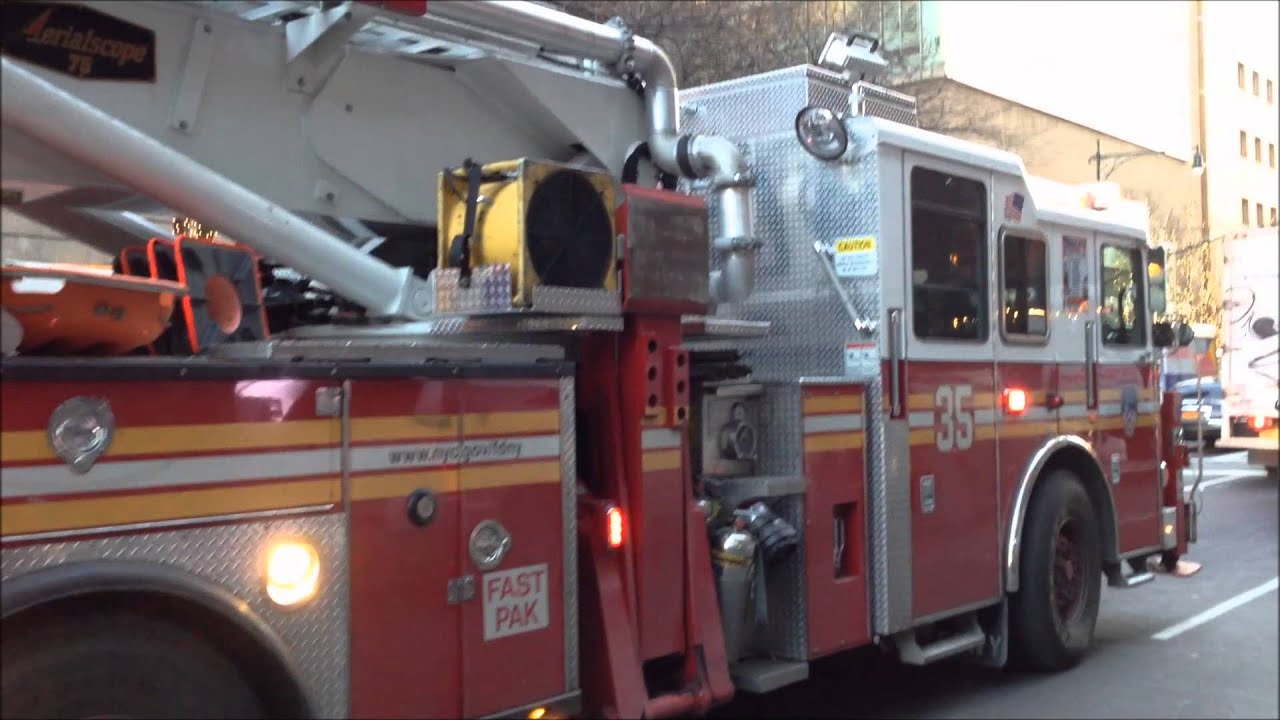 FDNY ENGINE 40 & FDNY TOWER LADDER 35 RESPONDING AT W. 67TH ST. ON THE ...