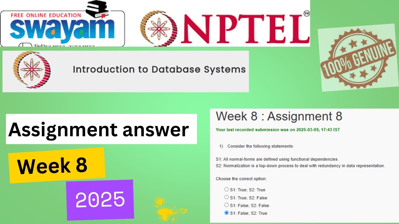 NPTEL Introduction to Database Systems | Week 8 Assignment 8 | January ...
