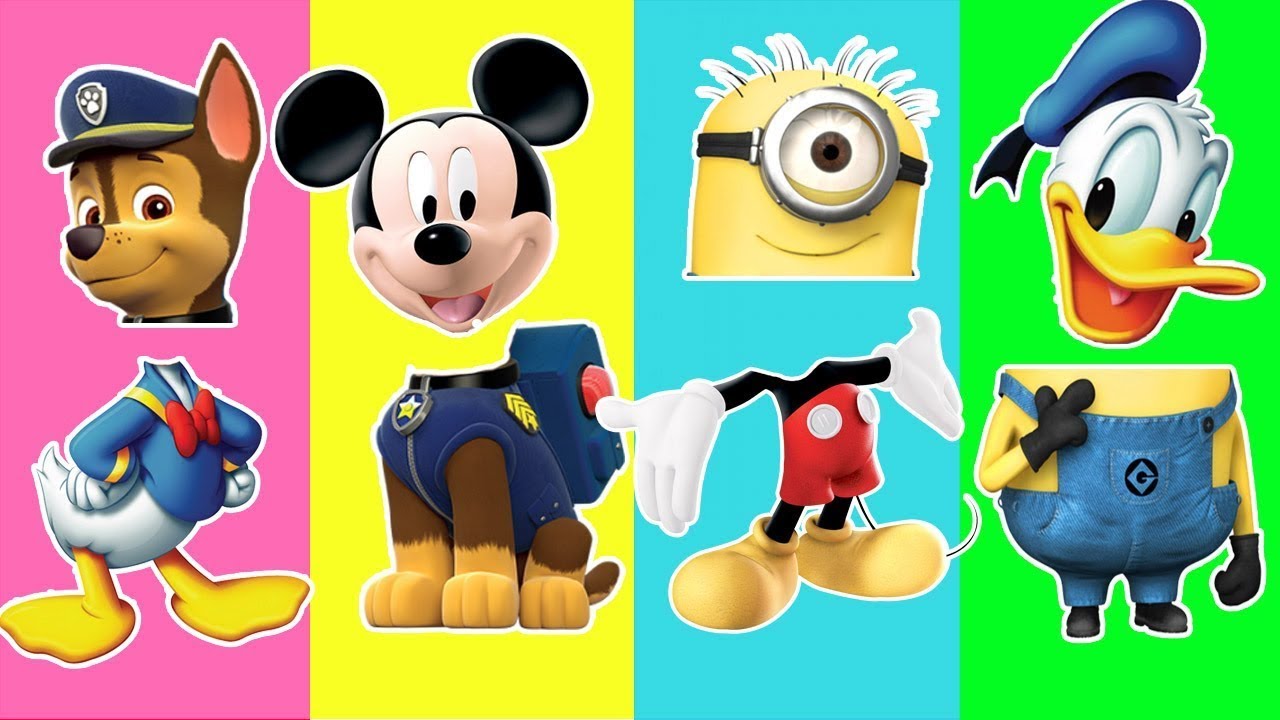 Learn Colors Wrong Face Minions Mickey Mouse Donal Duck Paw Patrol ...