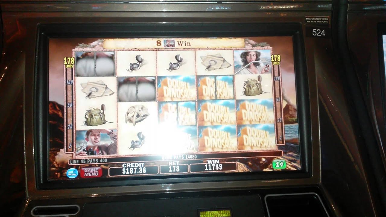Double Dinosaur slot machine! Big line pay! - YouTube