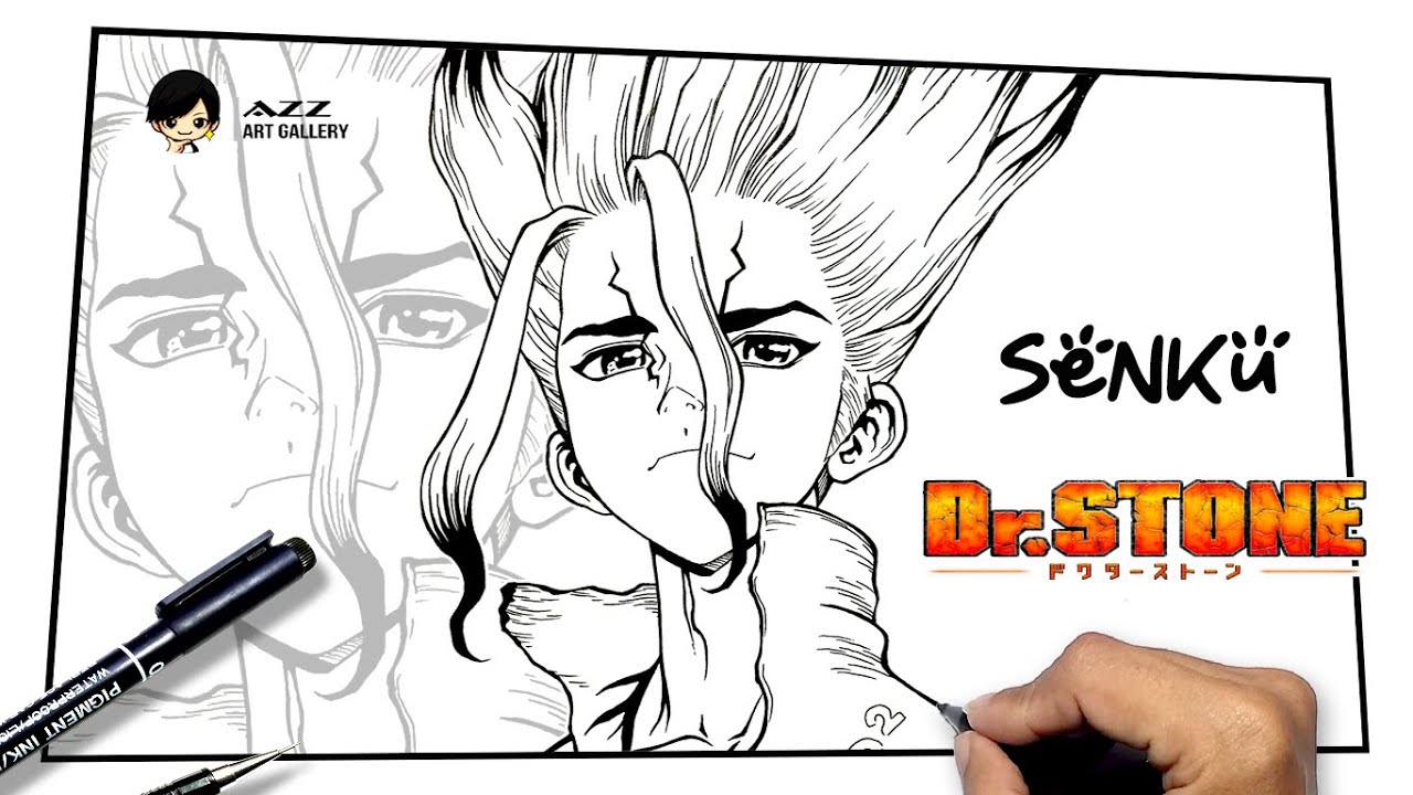 How to draw Senku Ishigami from Dr. Stone (manga style) - YouTube