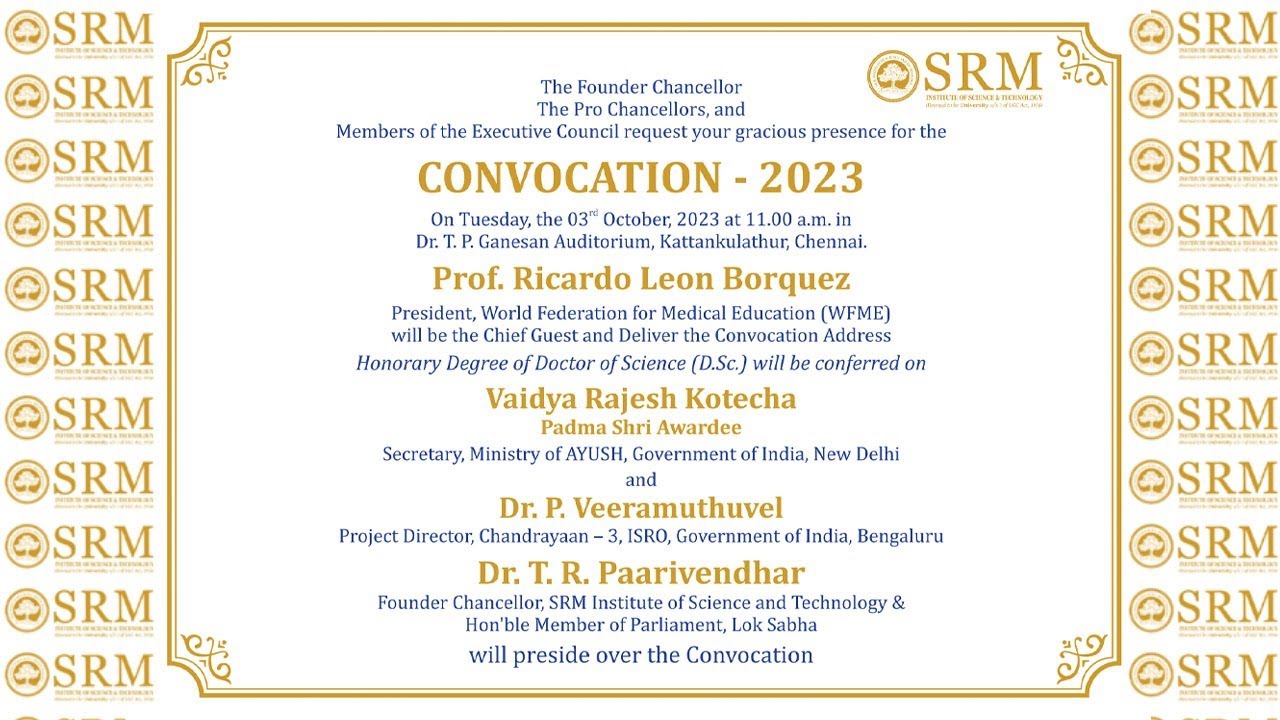 SRM Institute of Science & Technology | Convocation 2023 | Live stream ...