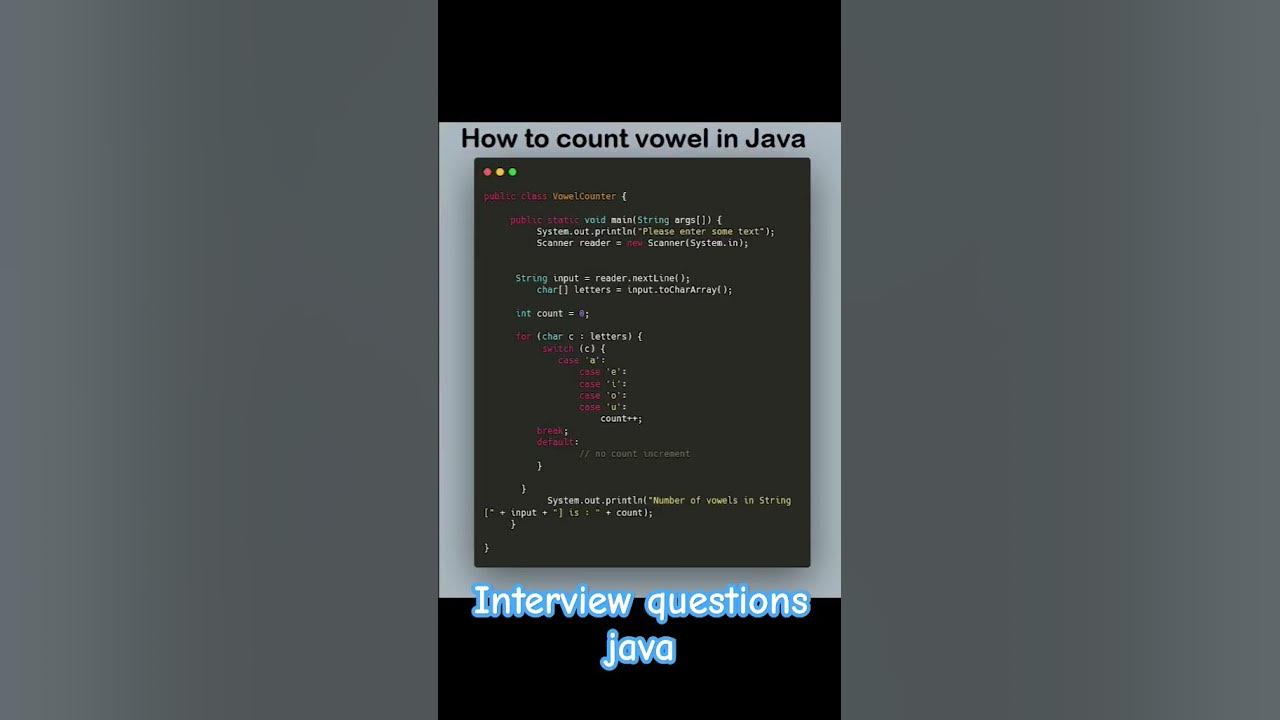 Java Count Vowels Interview Questions Solved Easy Youtube