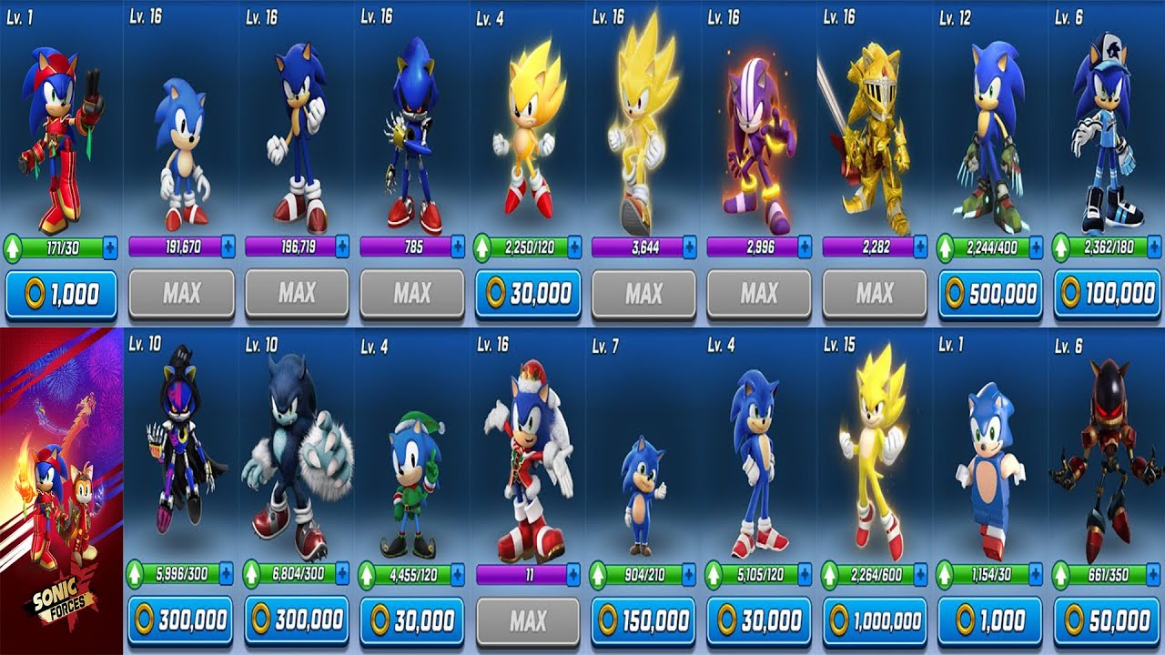 Sonic Forces - All 19 Sonic the Hedgehog Runners Dragonfire Sonic New ...