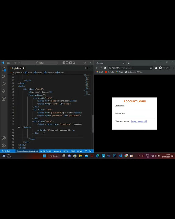 Create A Login Page Using Html And Css Htmlcss Webdevelopment Shorts Webdesigning Loginpage