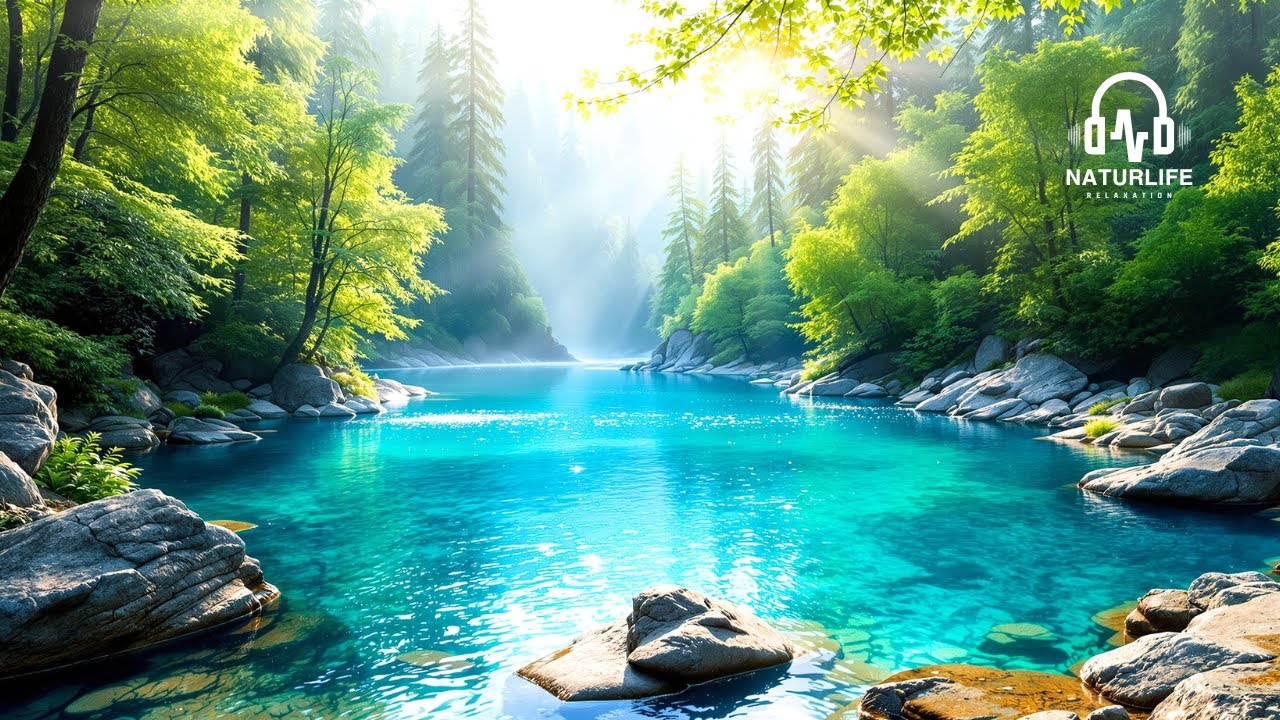 Relaxing Piano Music & River Sounds for Stress Relief, Anxiety and ...