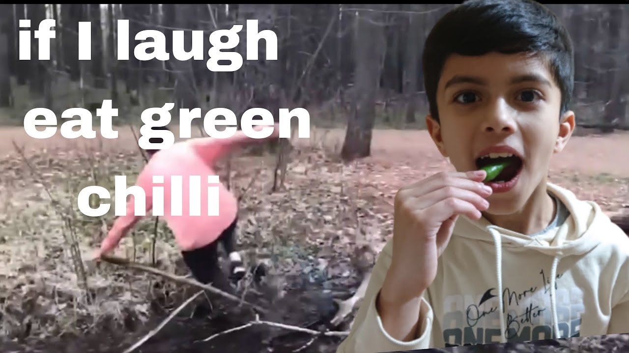 if I laugh I eat green chilli try not to laugh challenge - YouTube