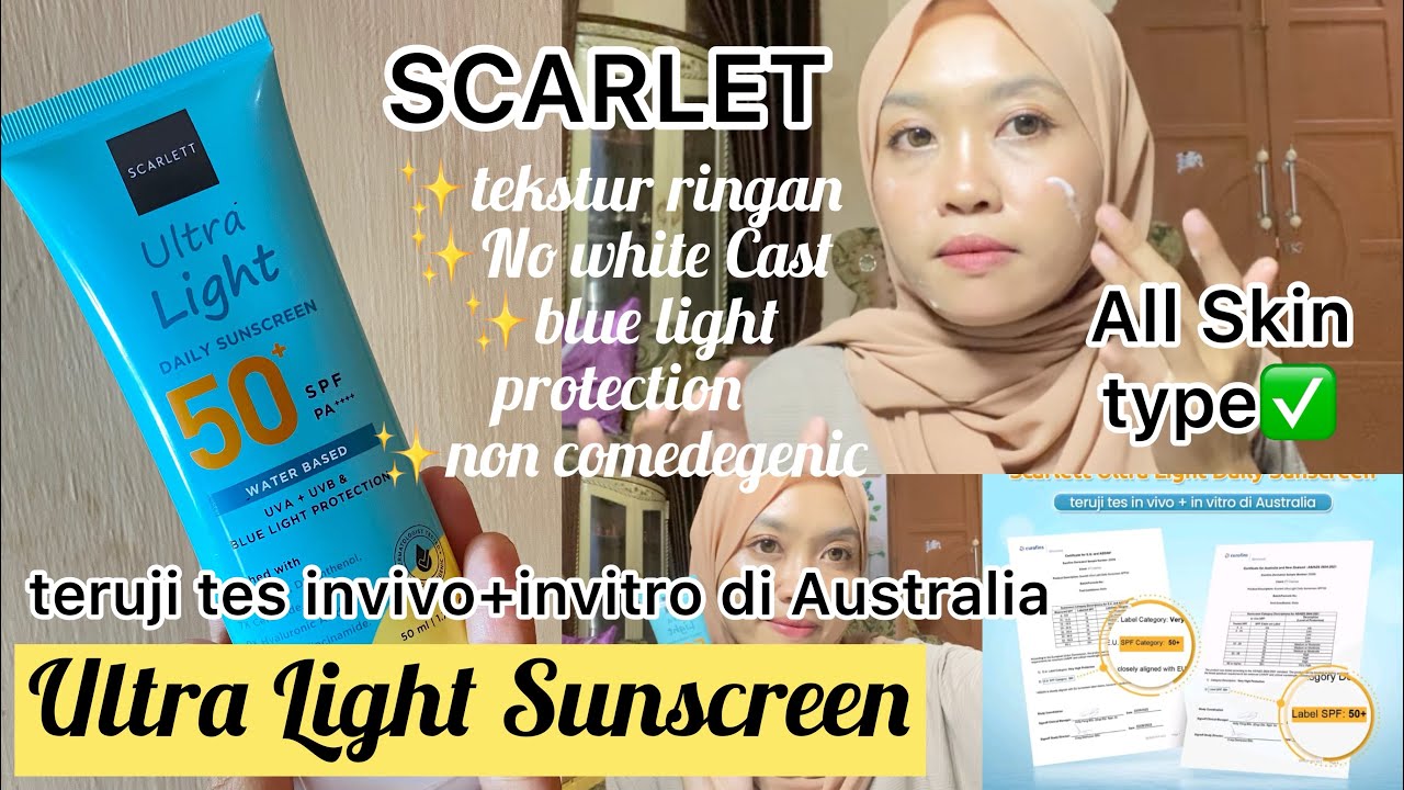 Sunscreen Terbaru Scarlet Ultra Light Daily Sunscreen || Spf 50+ Pa ...