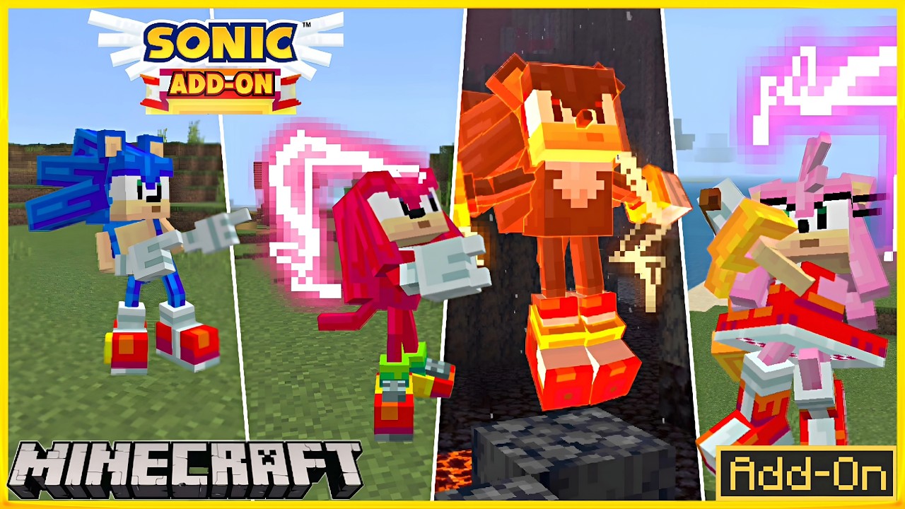 Official SONIC Add-on Review MCPE : Play as Sonic, Knuckles,Tails,Amy ...