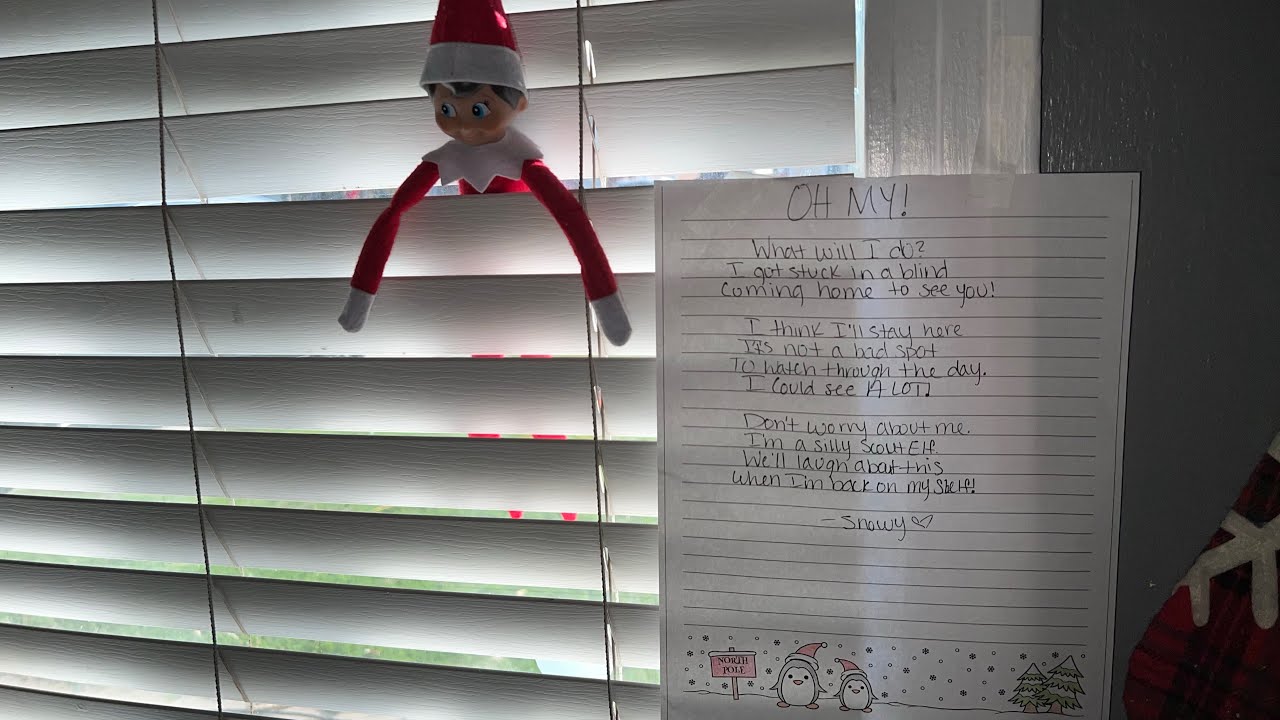 Elf On the Shelf Day 8!! | Snowy the elf gets stuck in a blind!! - YouTube