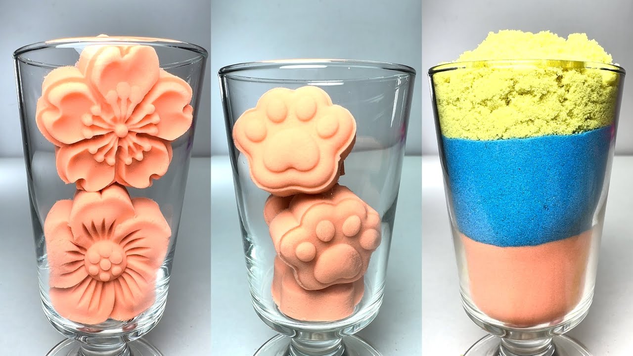 Very Satisfying and Relaxing Kinetic Sand, drop and squish - YouTube