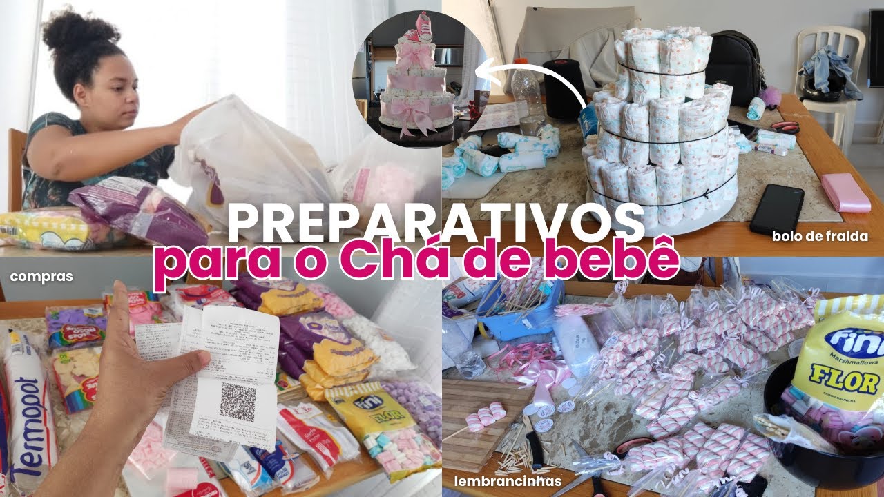 VLOG:PREPARATIVOS PARA O CHÁ DE BEBÊ/chá de fralda, bolo de fralda ...