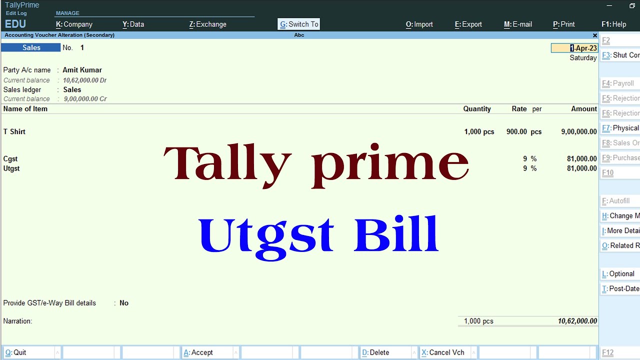 utgst in tally prime | utgst entry in tally | utgst in tally prime ...