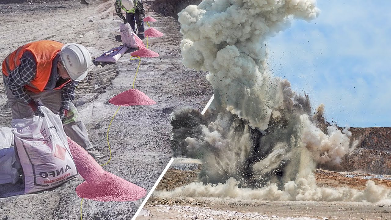 Amazing Way They Blast Rocky Mountain Using Special Powder - YouTube