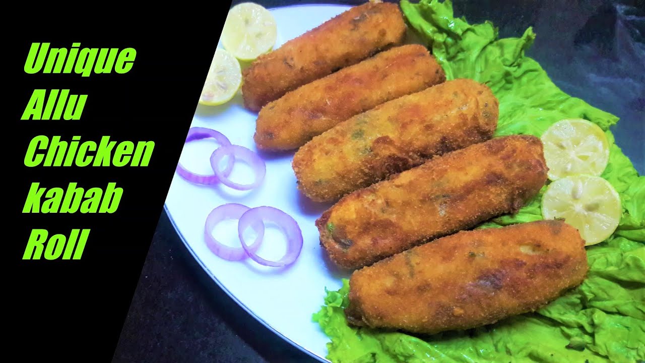 Unique Allu Chicken Kabab Roll Recipe by Kitchen Side - YouTube