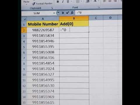 How to add 0 before mobile number in excel #shorts #excelshort #exceltips #exceltutorial - YouTube