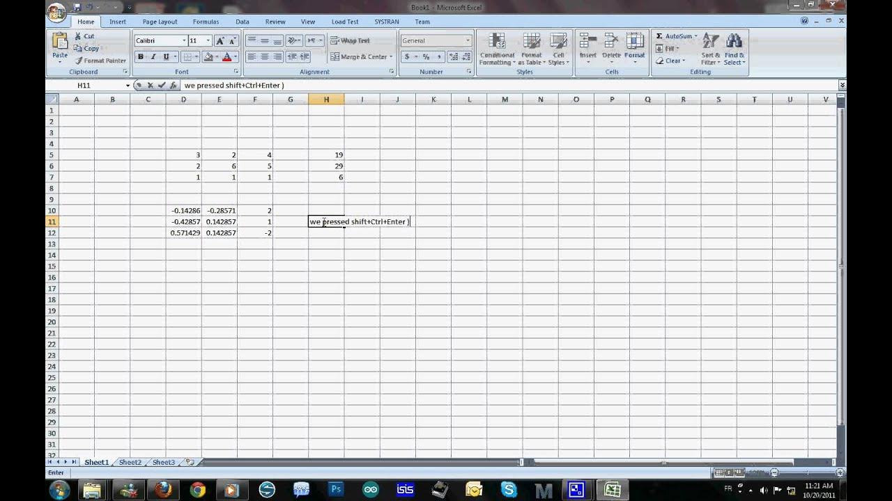 calculating matrix using Excel - YouTube