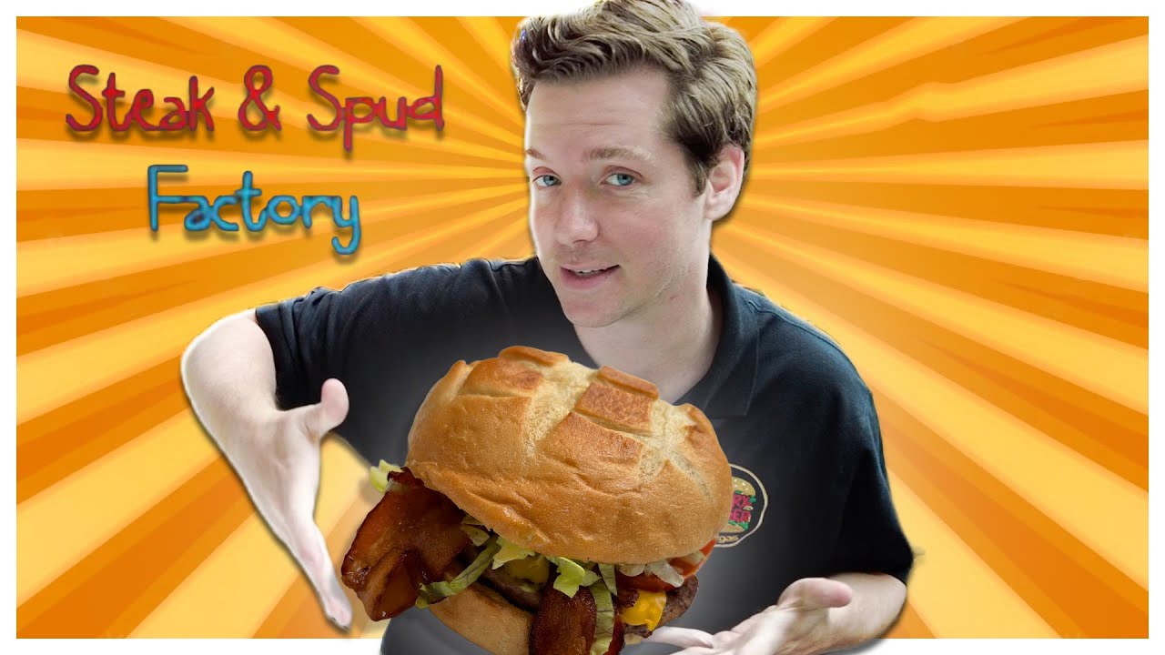 Eating BURGERS at Steak & Spud Factory | Las Vegas Food Taste Test ...