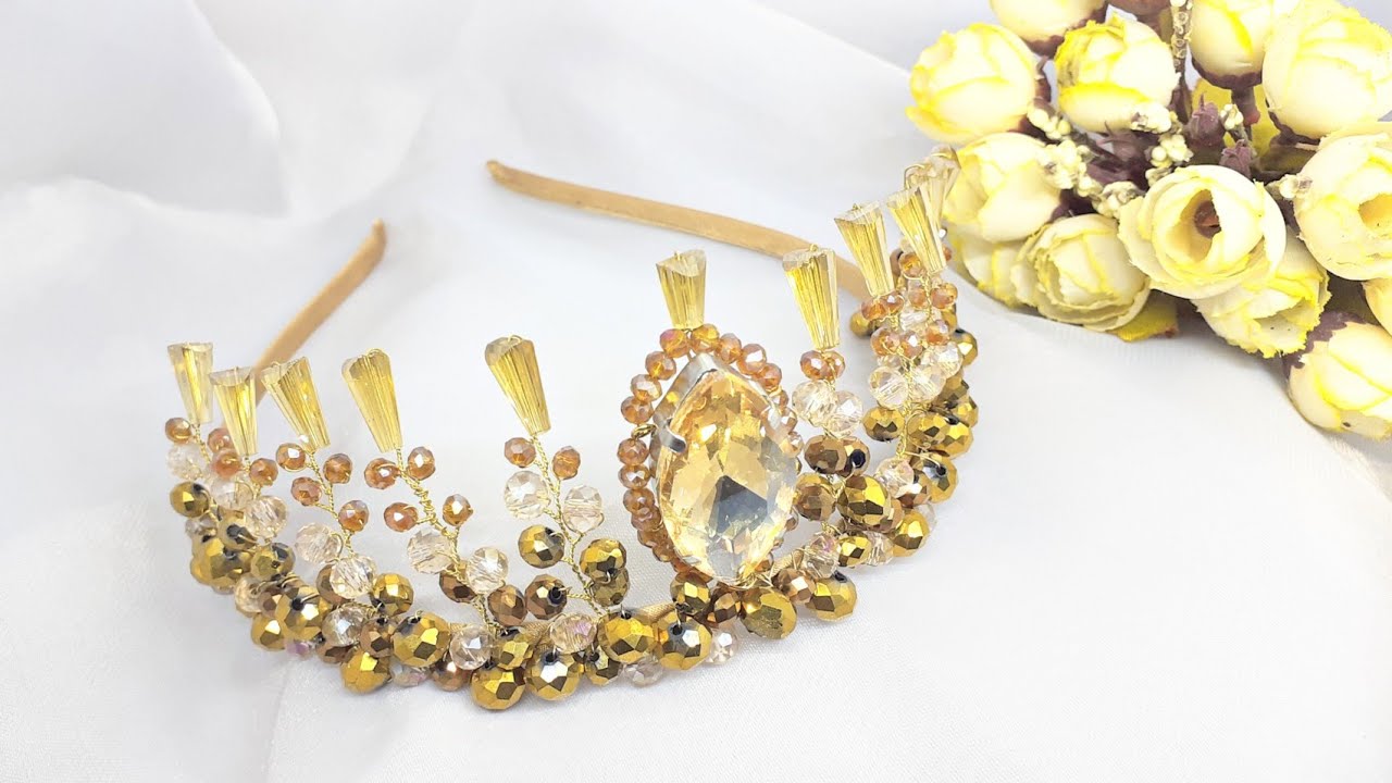 Diy crown | tutorial make a wedding crown crystal headband / cara ...