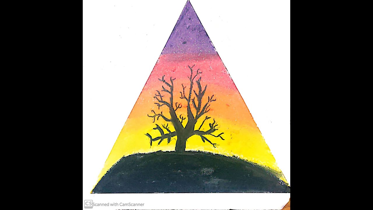 How to draw Triangle Tree Oil Pastel Scenery Narrated Step by Step ...