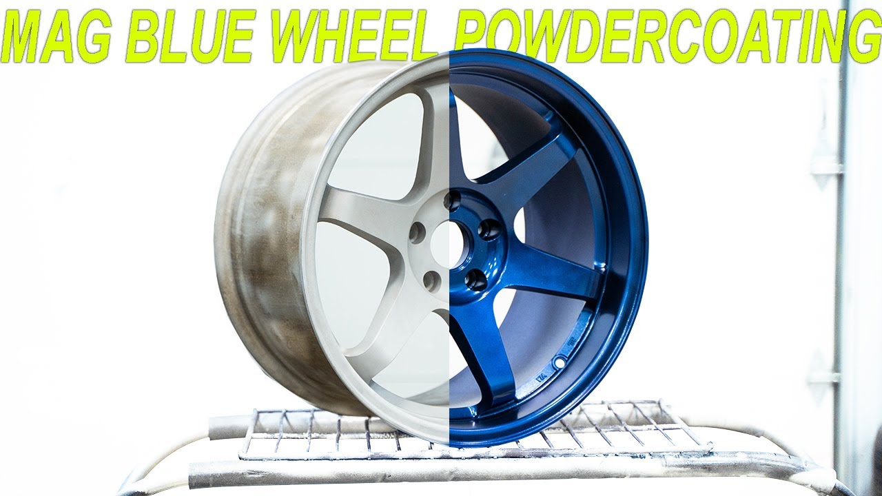 Powder Coating Wheels Rays Mag Blue! - YouTube