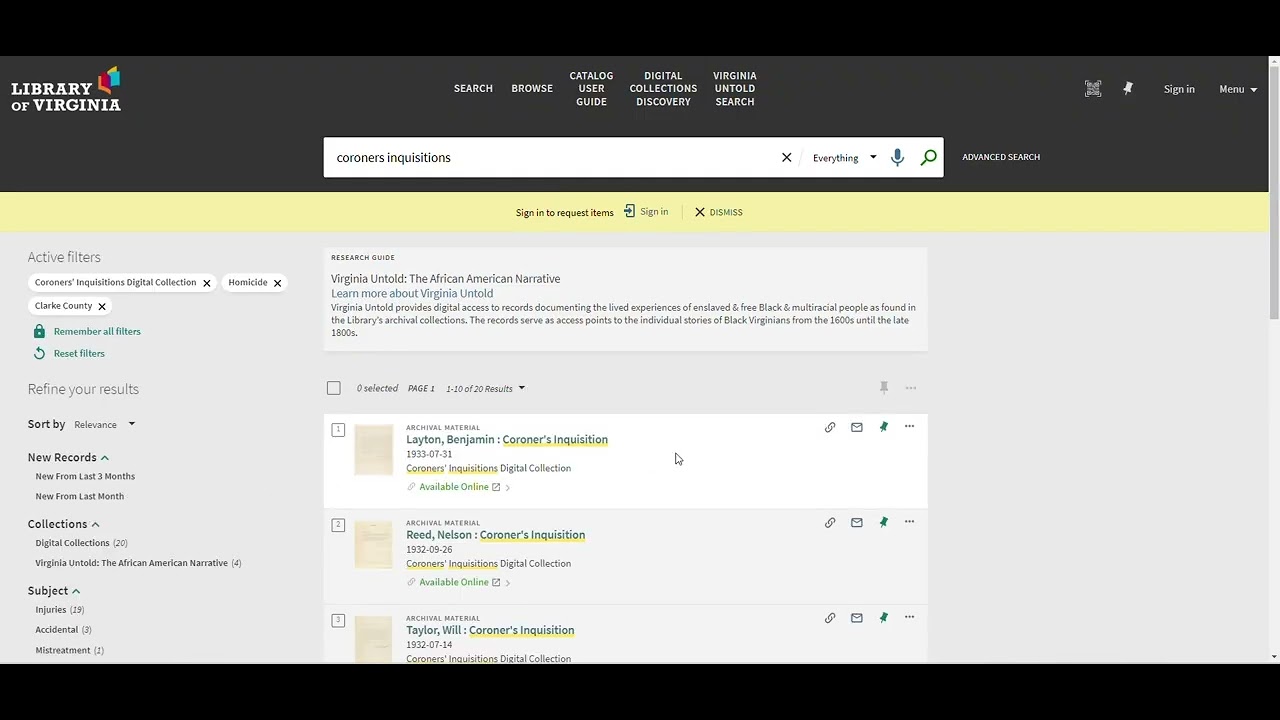 Accessing Digital Collection Items via the Library of Virginia's ...