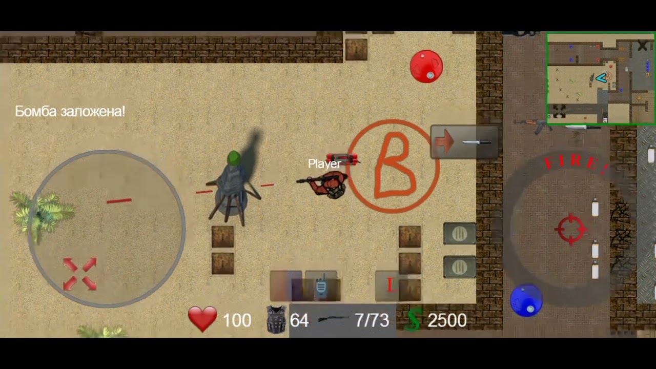 Закладка бомбы в 2D Strike 1 против 5 ВОЕННАЯ БАЗА | Steve Bro Games ...