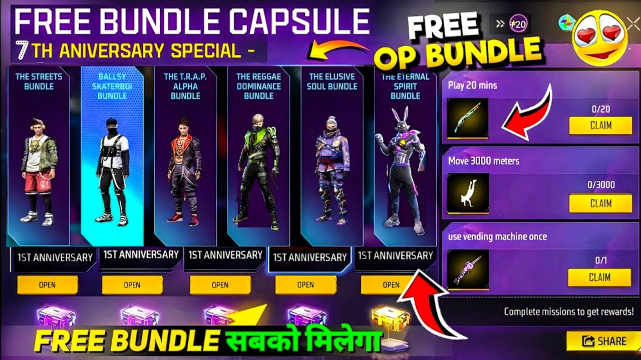 7th Anniversary Event Free Bundle 🥳🤯| Ob 45 Update Changes | Free Fire ...