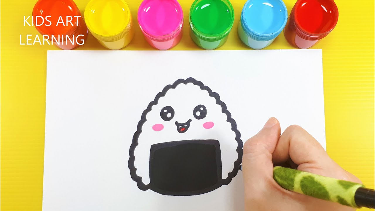 How To Draw A Cute Onigiri | Easy Drawing Step By Step 🍙 - YouTube