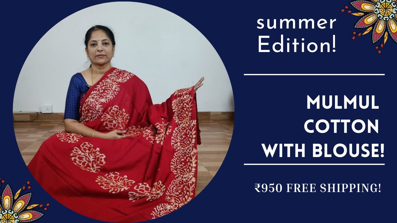 Summer special! | Mulmul cotton With Blouse | Free shipping | Madras ...