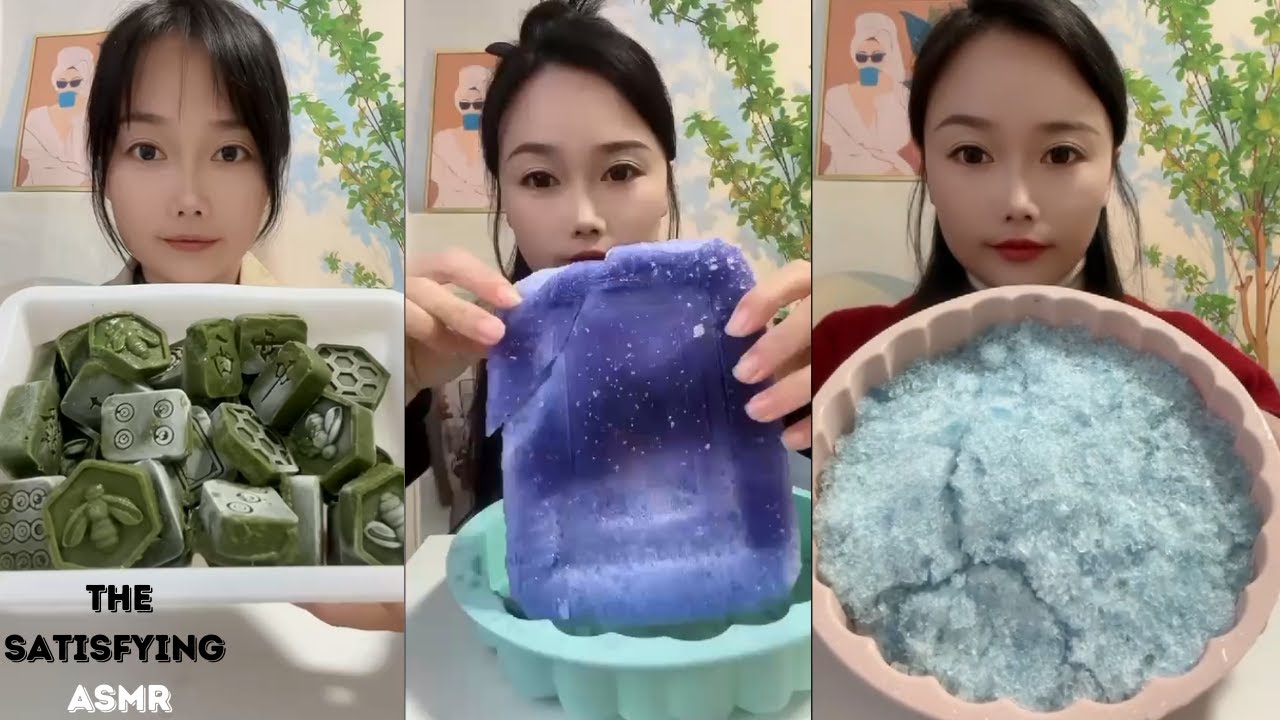 Eating Fresh and soft sweet Ice|Satisfying Ice ASMR - YouTube