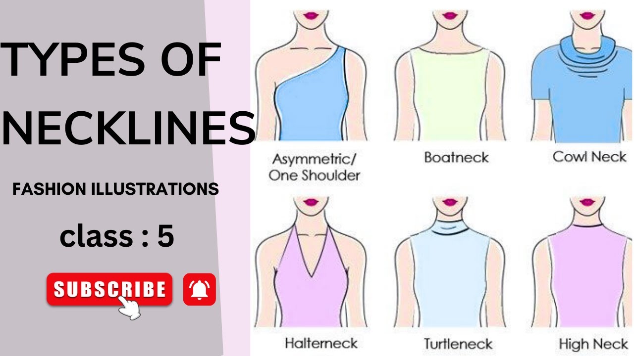 Fashion illustrations/Class : 5 Types of Necklines/ Fashion designing ...