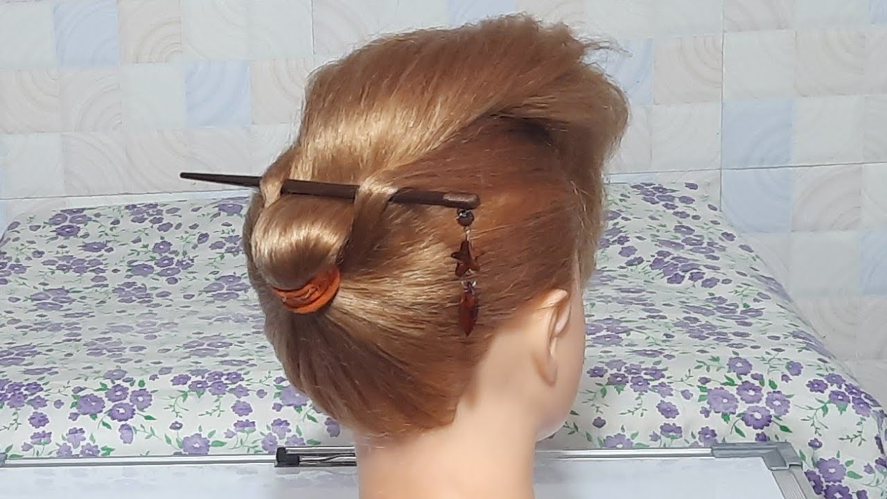 Quick Super Easy Bun With Bun Stick || Easy Bun Hairstyle || Bunstick ...