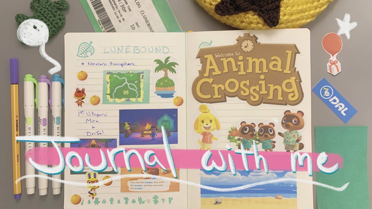 journal with me ♥ animal crossing new horizons journal set up 🌴 - YouTube