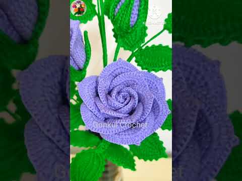 Crochet Purple Rose flower 🌹 tutorial on YouTube step by step #crochetflower #crochetrose #crochet