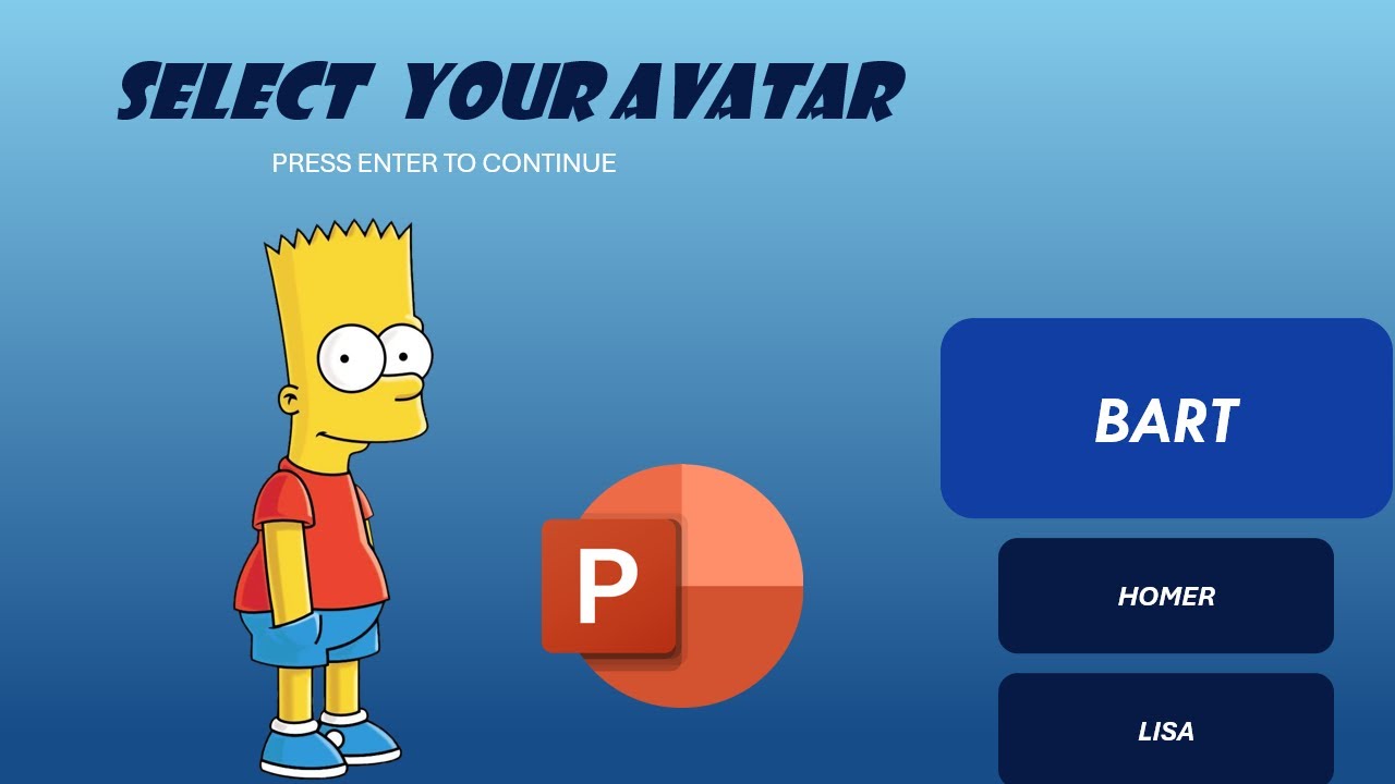 Select your avatar: Game menu template design in Microsoft PowerPoint ...