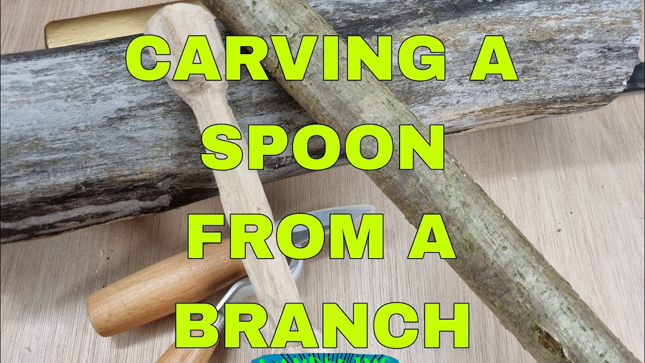 first attempt at carving a spoon from a tree branch - YouTube