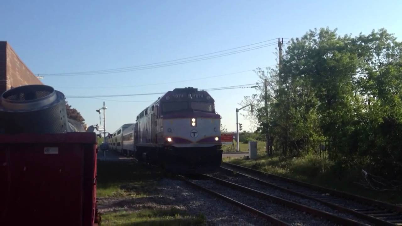 MBTA CapeFLYER crossing Rt. 28 Hyannis - YouTube