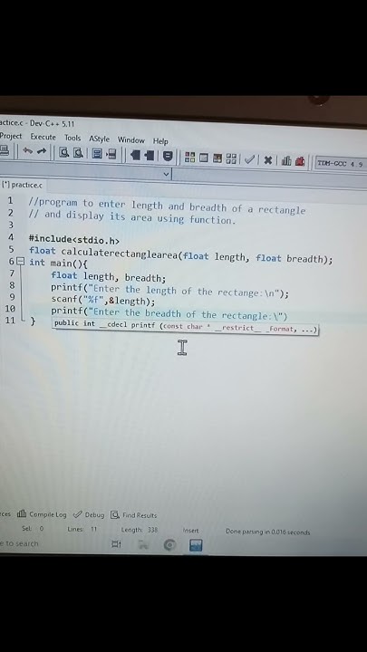 program to find the area of rectangle #program #foryou #coding - YouTube