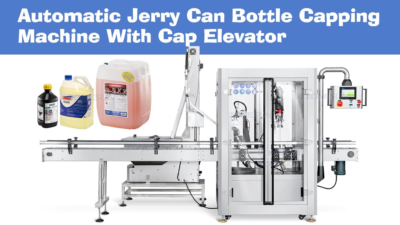 How To Use ZS-XG441F HDPE Jerry Can F-style Jug Gallon Bottle Screw Capping Machine - YouTube