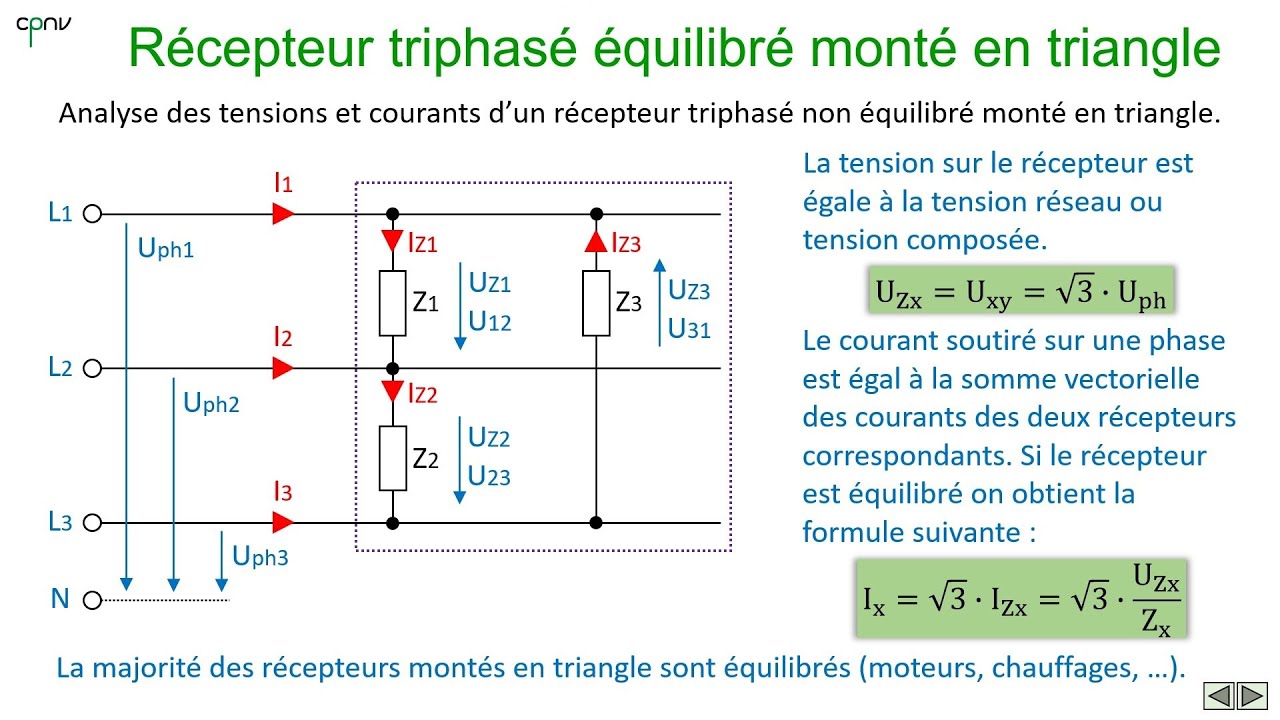 ELEC - Courant alternatif triphasé (partie 6 - Récepteur équilibré ...