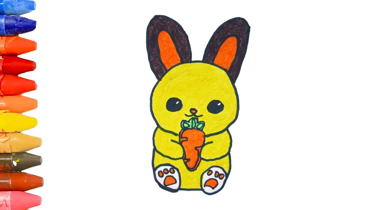 Rabbit Eats Carrot Picture Drawing🐇, Coloring & Painting for Kids ...