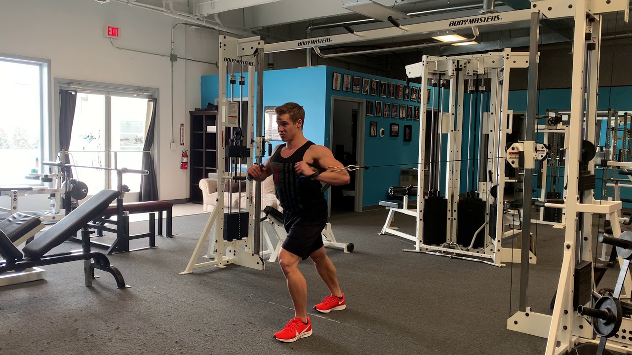 Standing Cable Chest Press Exercise Demonstration - YouTube