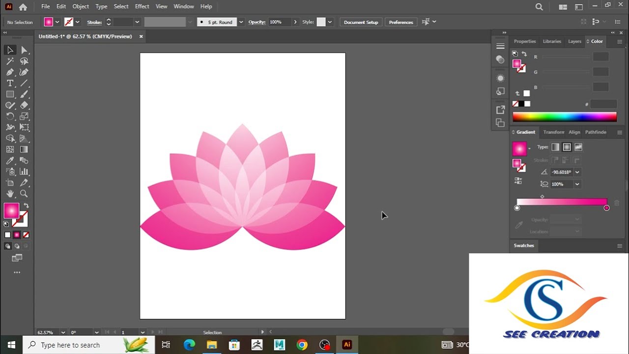 Create a Beautiful Lotus Flower Design in Adobe Illustrator - YouTube