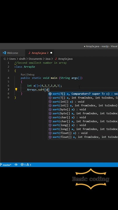Finding Second Smallest Element In An Array Java Java Programming Arrays Youtube