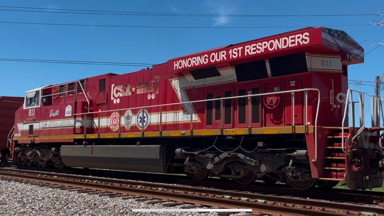 CSX M408-19 NB Manifest Train With CSXT 911 First Responders Unit In ...