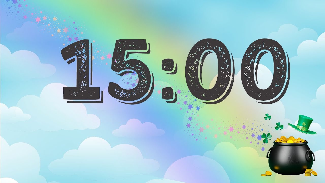 15 Minute Timer. Rainbow background. No Music (Soft Notes at the end ...