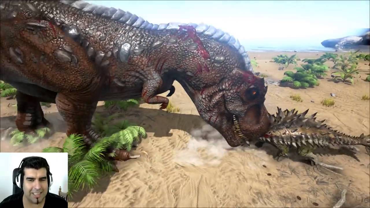 ARK Survival Evolved Ankylosaurus Vs T REX Batallas dinosaurios arena ...