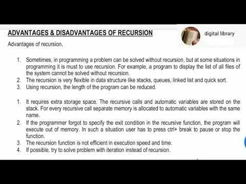 # video 7 # data structures (advantages and disadvantages of recursion ...